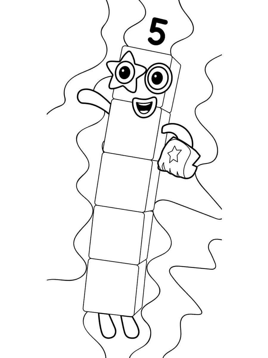 Numberblocks 5 coloring page
