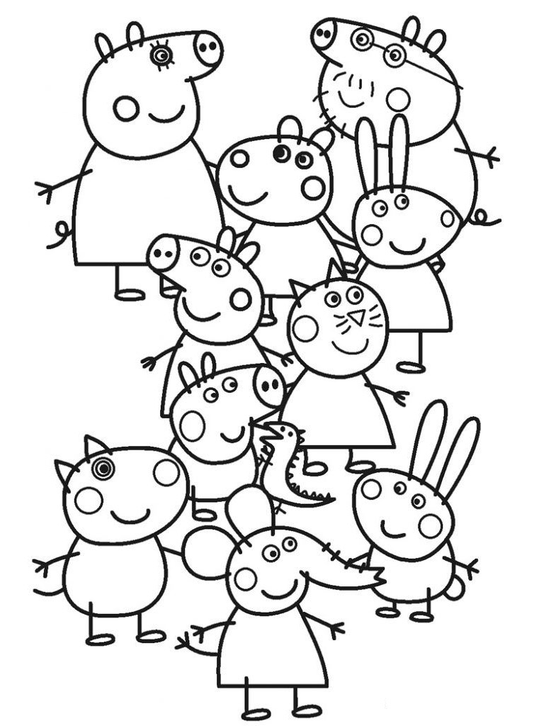 Peppa Pig Characters coloring page