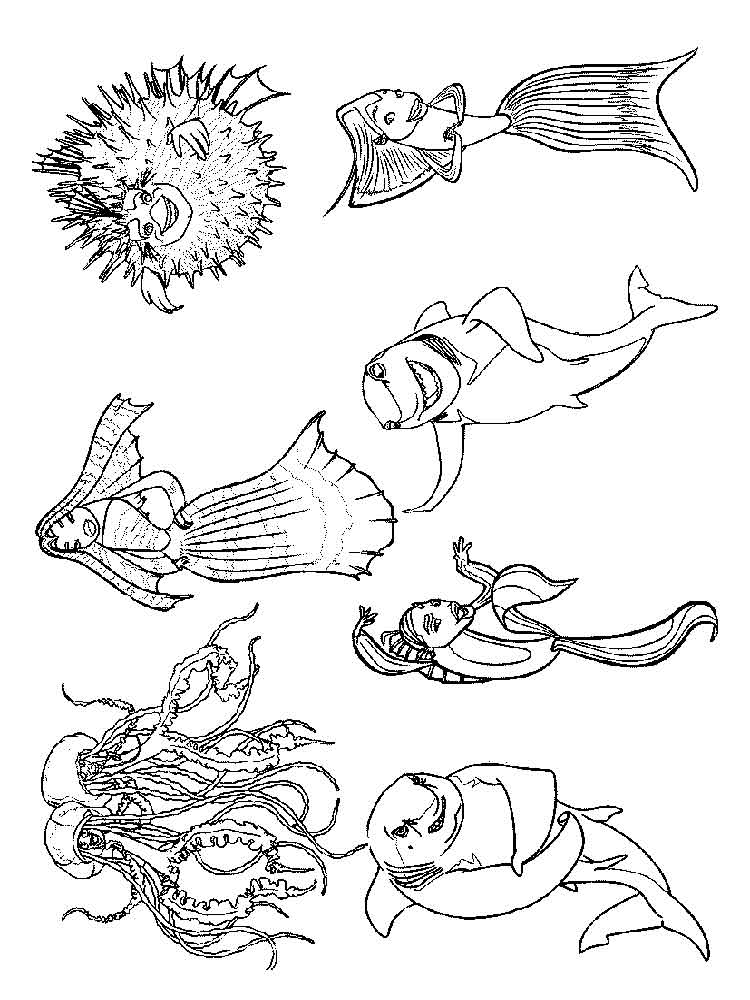 Shark Tale Characters coloring page